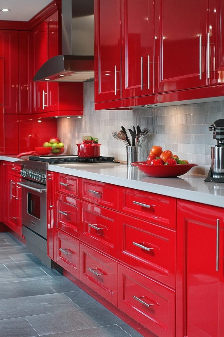 19 Elegant Red Kitchen Cabinets for a Chic Statement - Kreativk