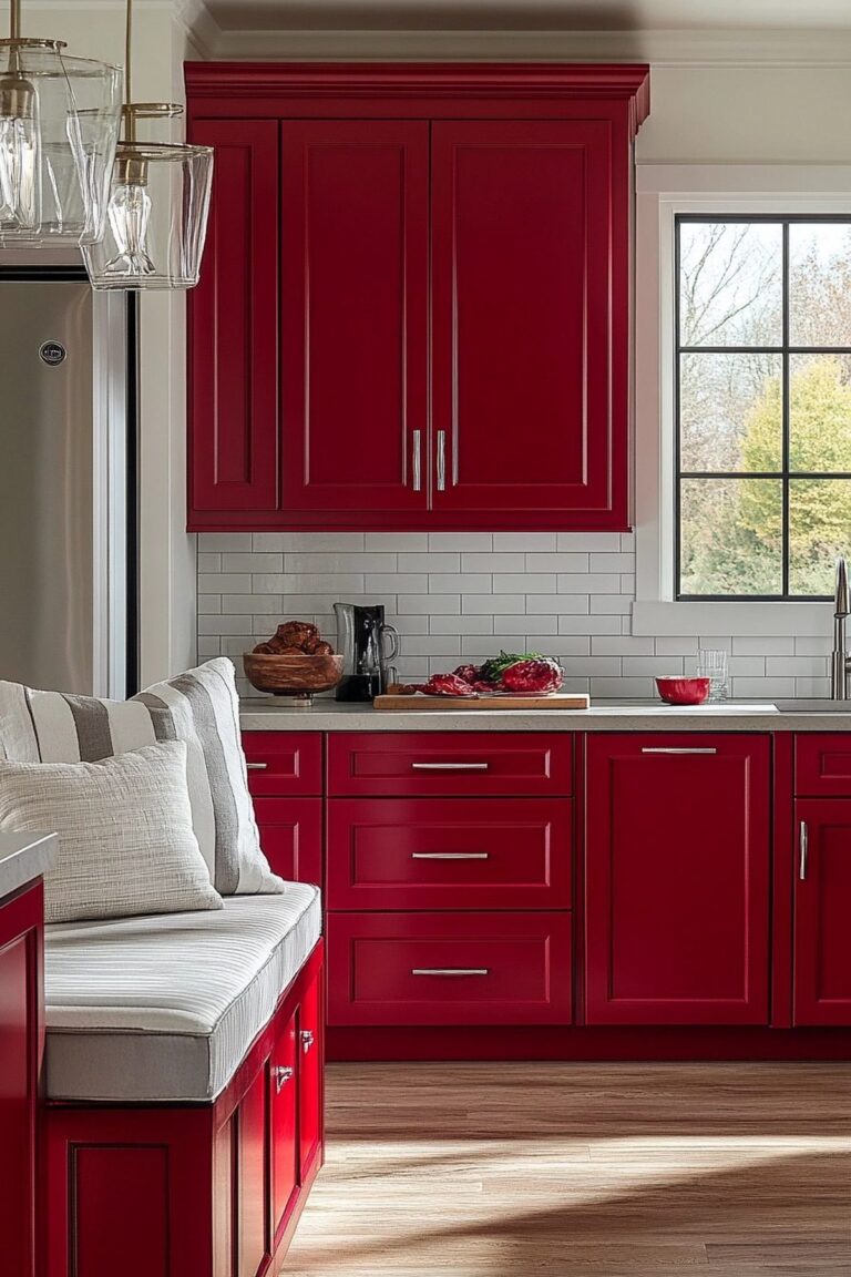 19 Elegant Red Kitchen Cabinets for a Chic Statement - Kreativk
