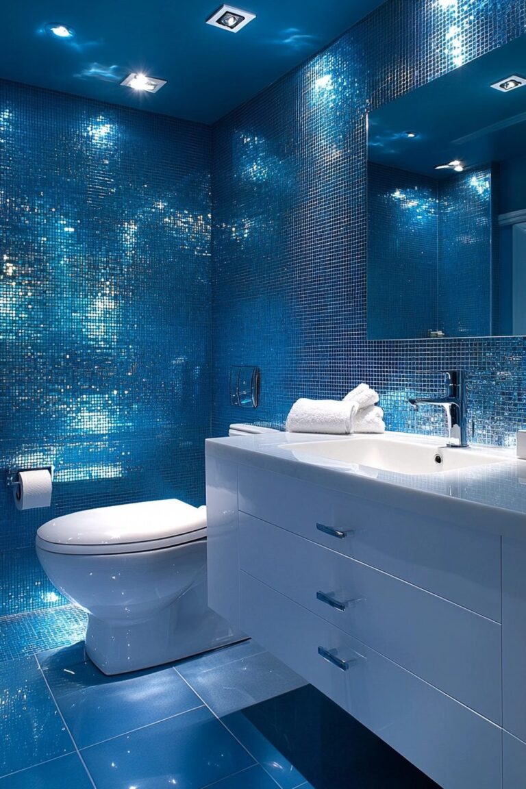 29 Elegant Blue Bathroom Decor Ideas That Bring Tranquility - Kreativk