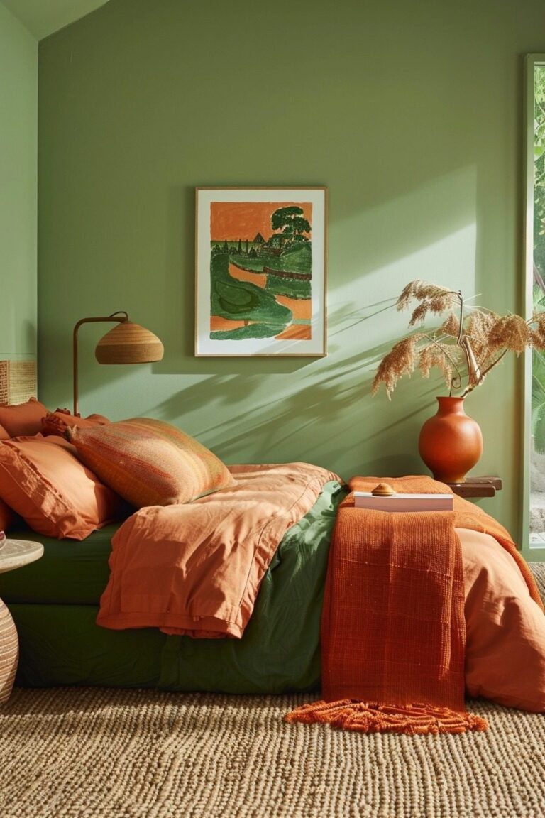 29 Earthy Green and Terracotta Bedrooms with a Cozy Touch - Kreativk